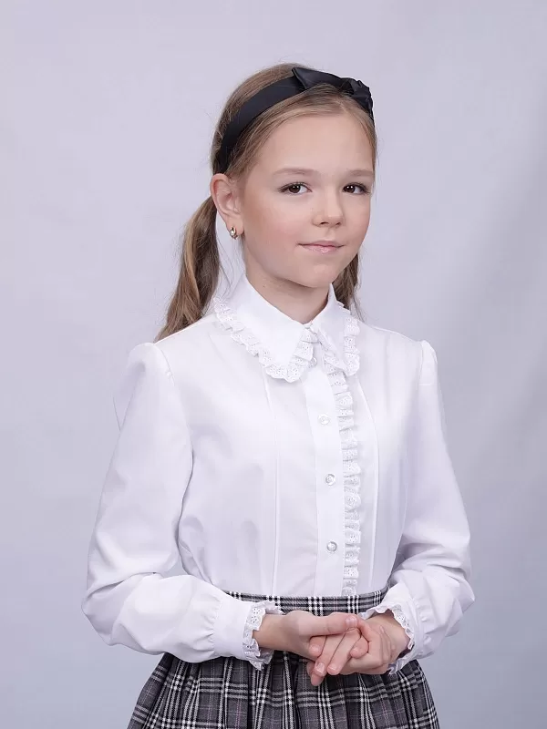 Блузка для девочки (ШФ-2262) Белый Школьные блузки для девочек ...